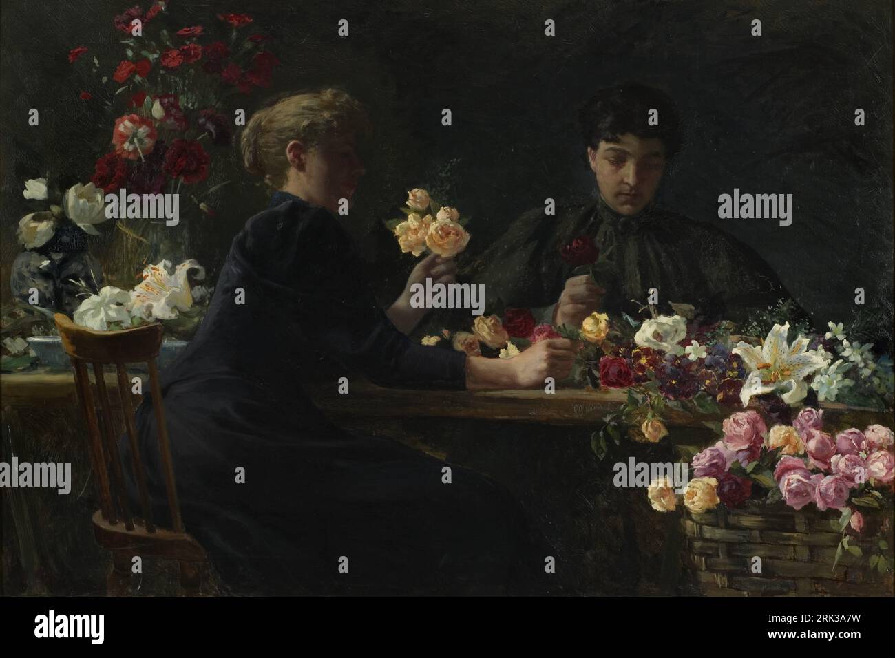 Ladies at a Flower-table 1894 by Wilhelm Peters Stock Photo - Alamy