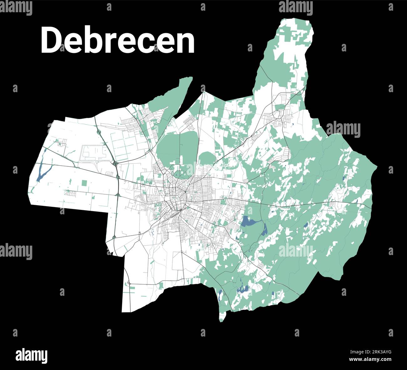 Debrecen map, detailed administrative area with border Stock Vector ...