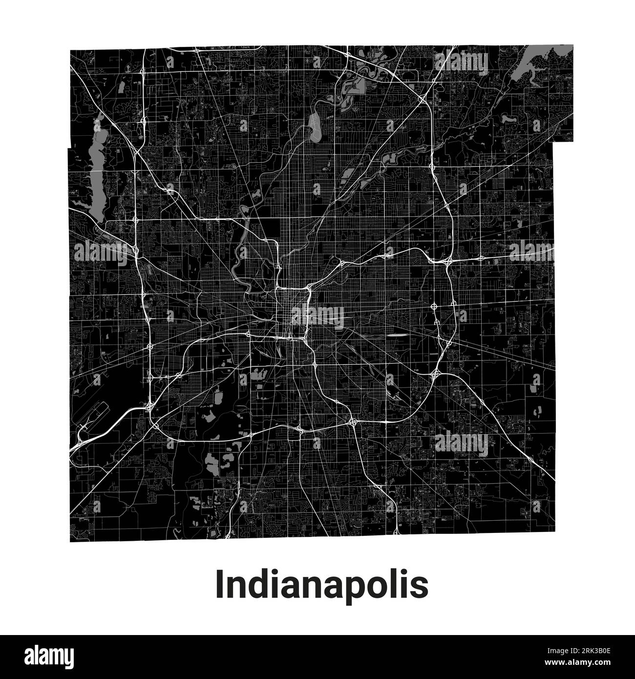 Black Indianapolis city map, detailed administrative area Stock Vector ...