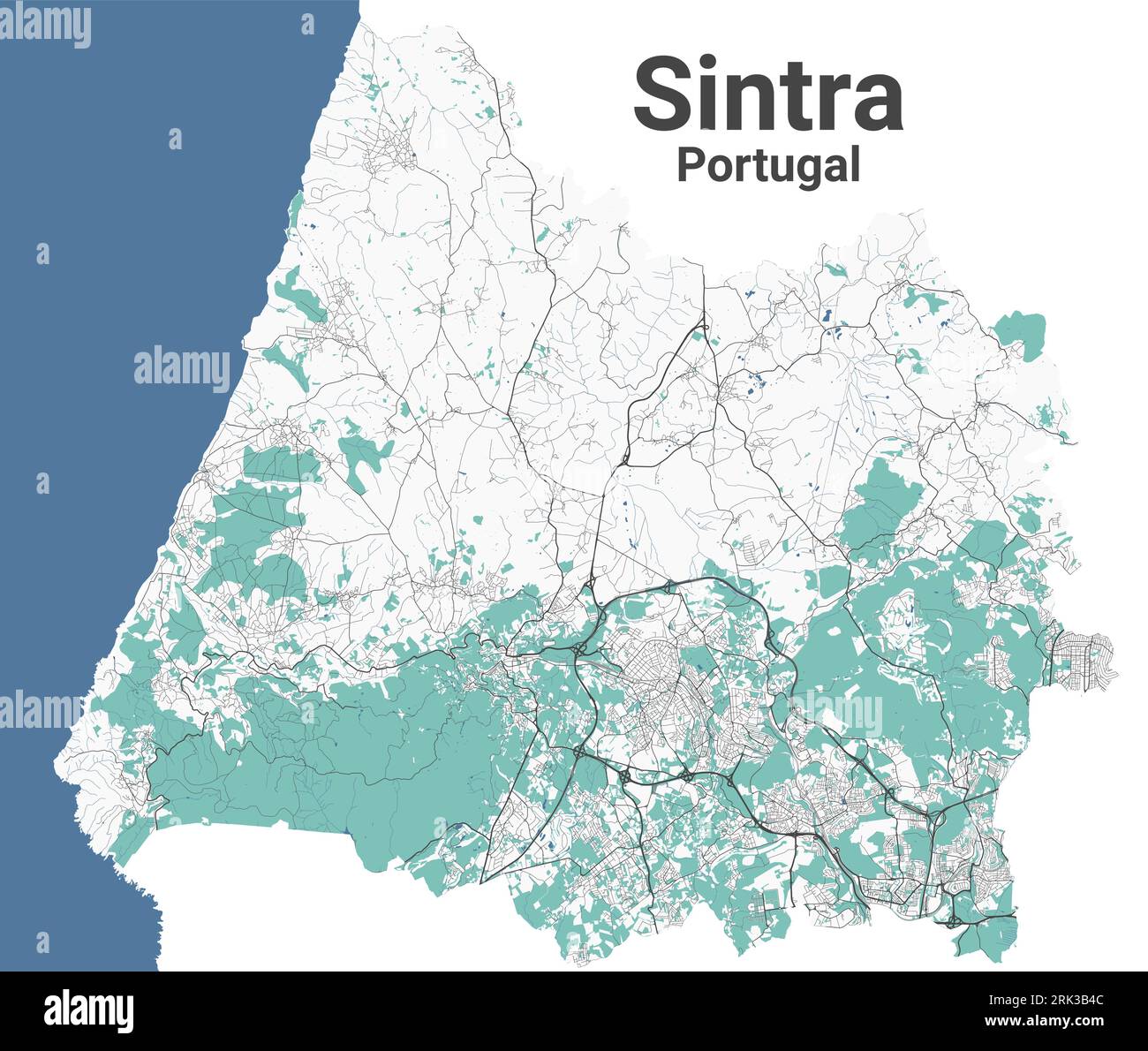 Sintra map, detailed administrative area with border Stock Vector Image ...