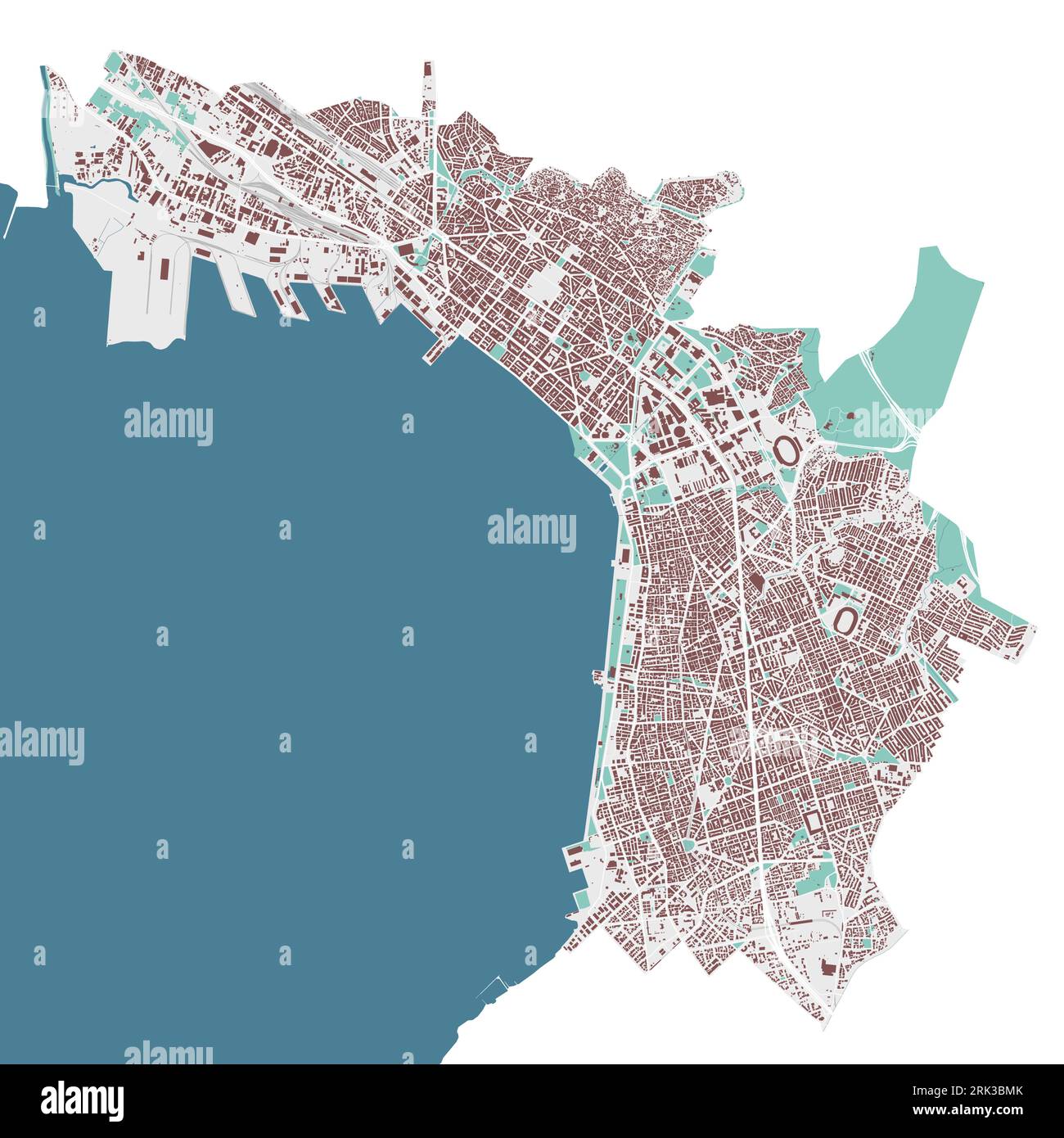 Thessaloniki map, detailed administrative area with border Stock Vector ...