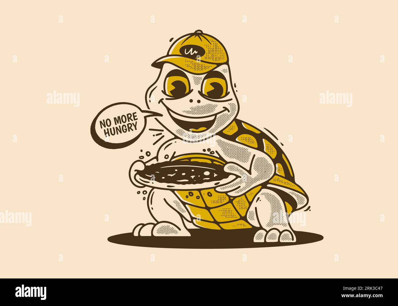 Retro mascot character illustration of a turtle holding a pizza Stock ...