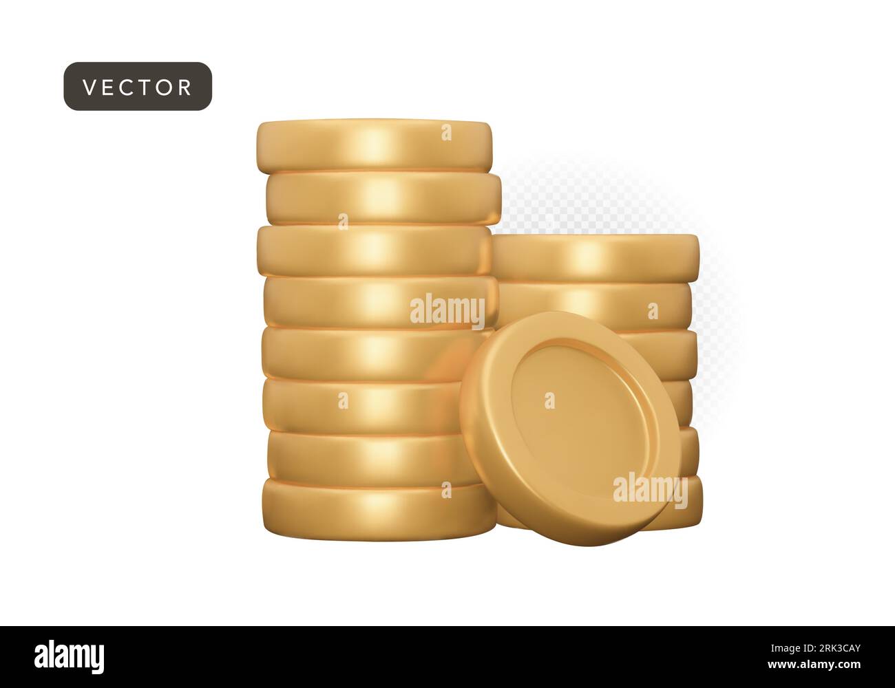 3D stack of gold coins.Growth concept.Vector illustration on white ...