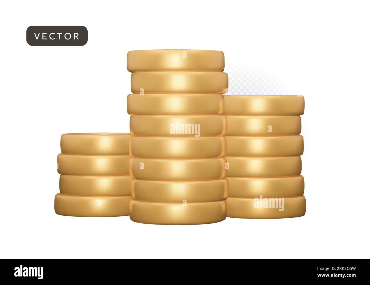 3D stack of gold coins.Growth concept.Vector illustration on white ...