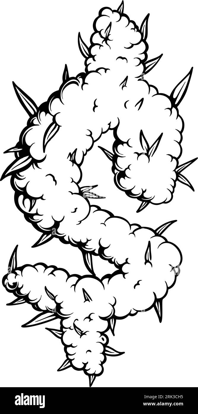 Money chase combining lettering cannabis leaf illustration monochrome ...