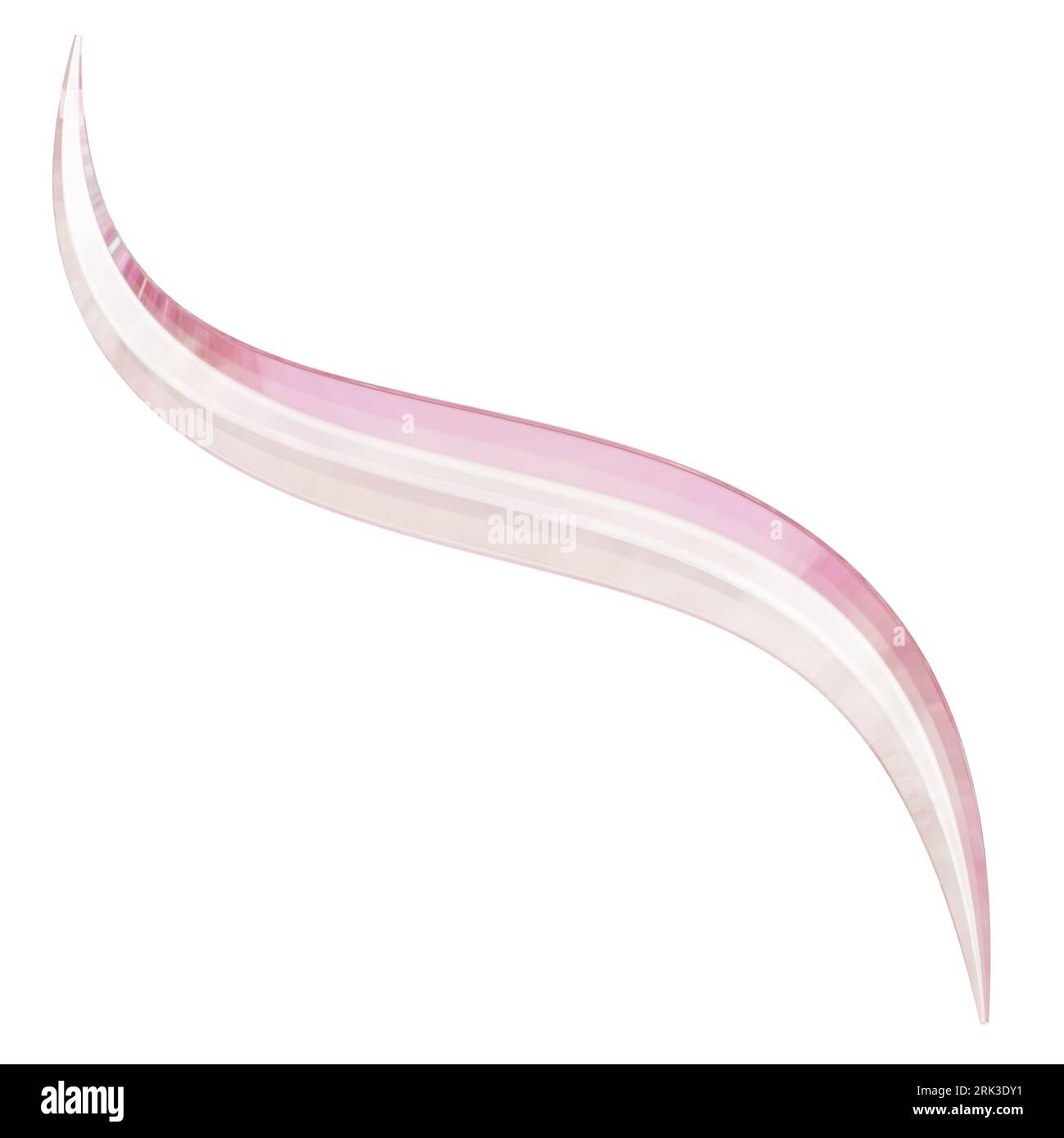 3D pink glass abstract shape illustration. Transparent design element ...