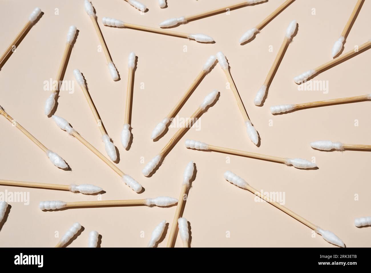 Bamboo cotton ear swabs layout in neutral colours Stock Photo - Alamy