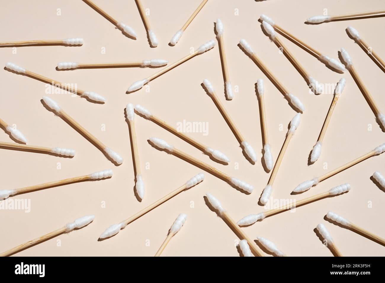 Bamboo cotton ear swabs layout in neutral colours Stock Photo - Alamy