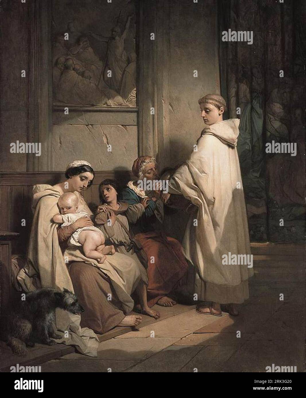Ein Mönch, Arme speisend 1845 by Louis Gallait Stock Photo - Alamy