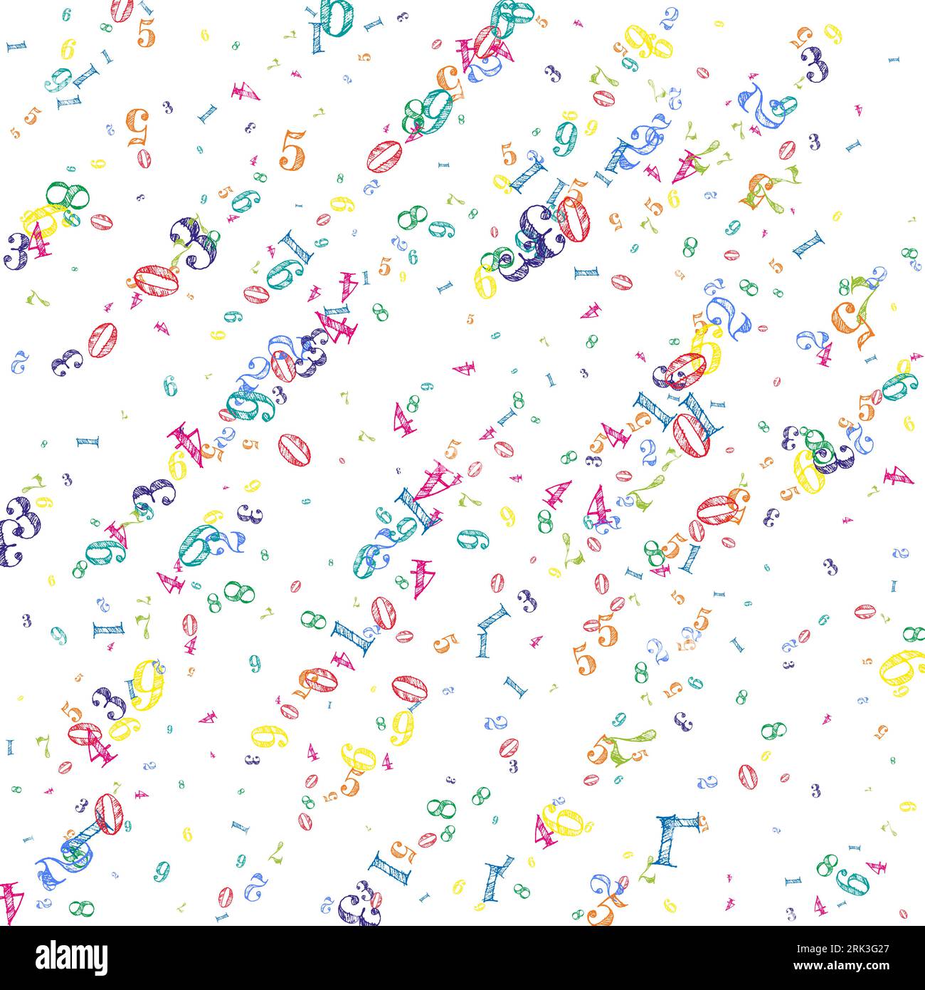 Concept of school background. Colorful childish numbers and digits ...