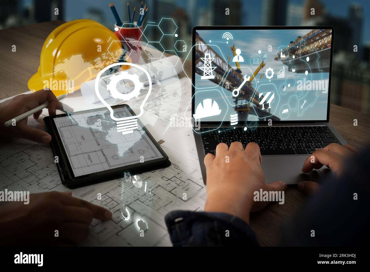 Engineer architect industry 4.0 using tablet construction site ...