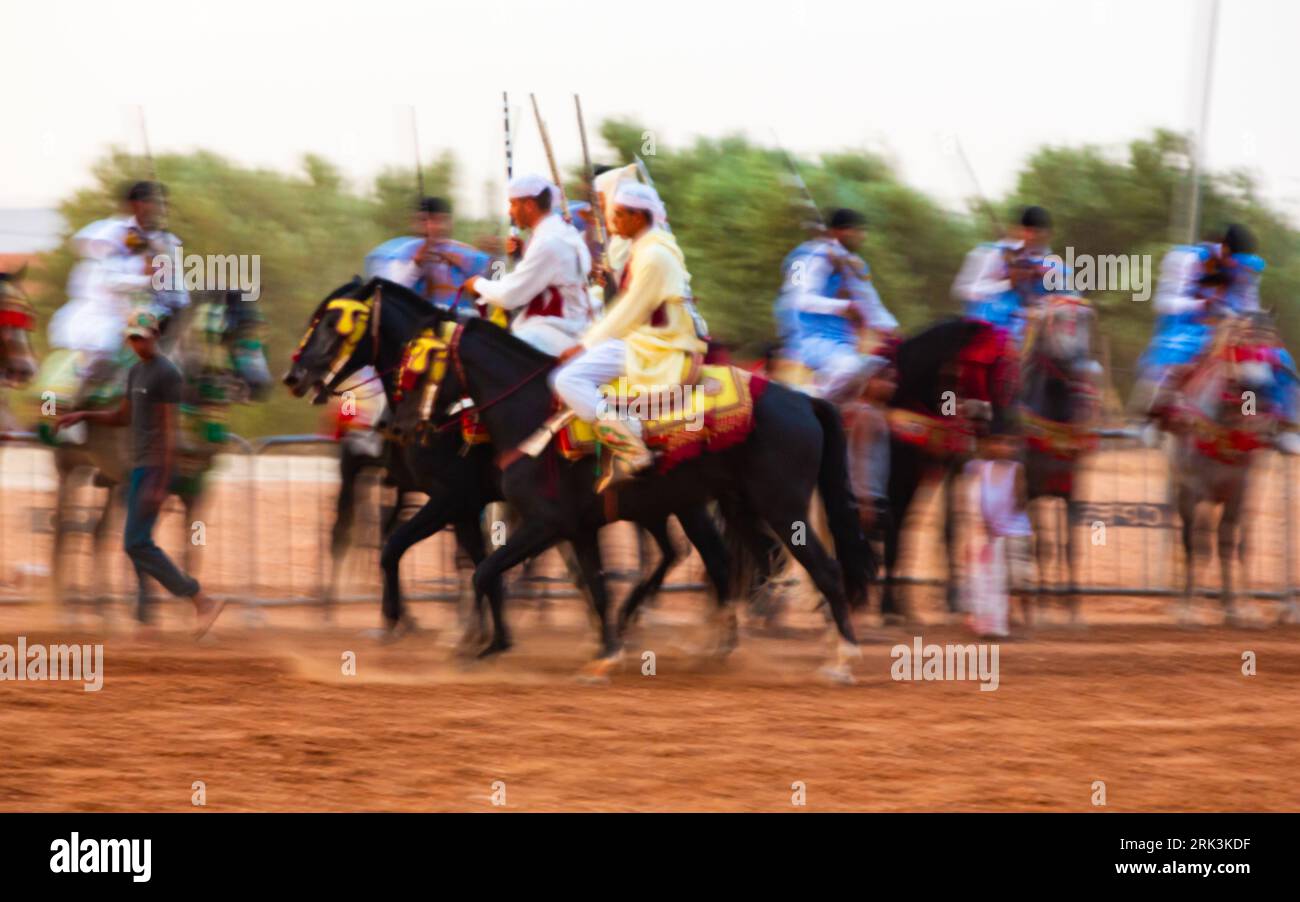 Essaouira, Morocco - 13 August 2023 : Equestrians participating in a ...