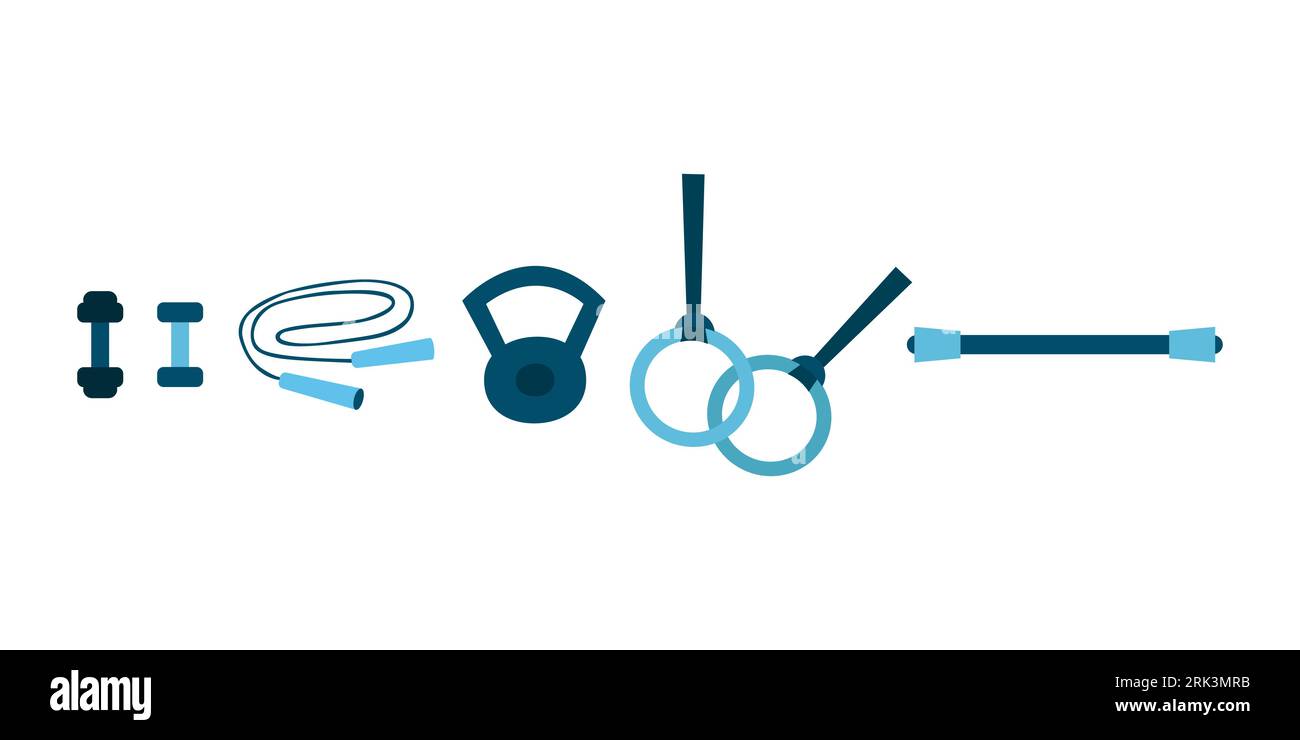 Various sports equipment. Fitness equipment, gym accessories. Dumbbells ...