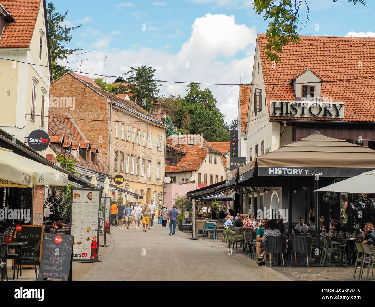 ZAGREB, CROATIA - AUGUST 9 2023 - tourist eating at the restaurant main ...