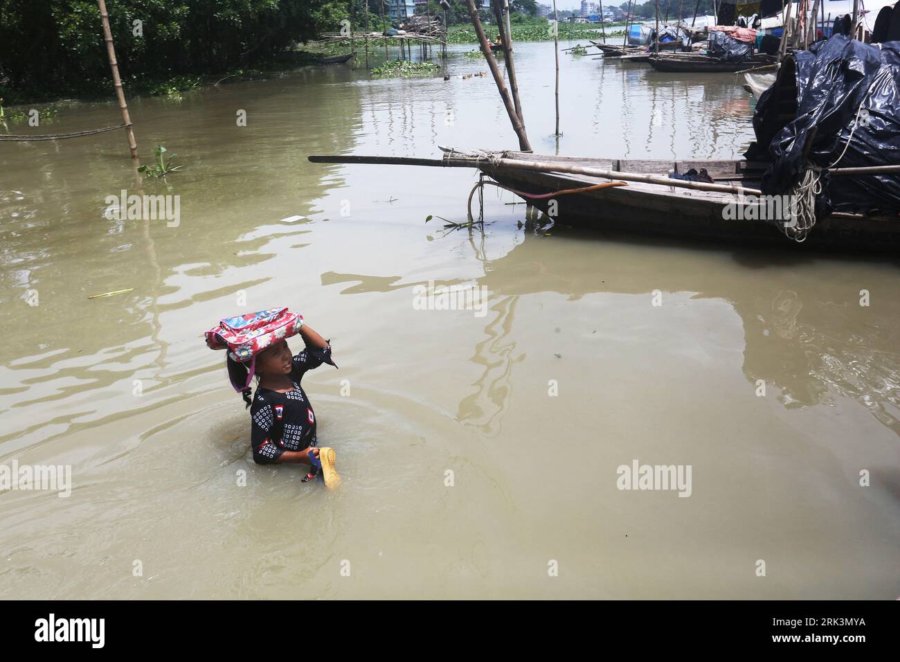 Dhaka, Bangladesh. 20th Aug, 2023. Sumaiya, 4, is a river gypsy ...