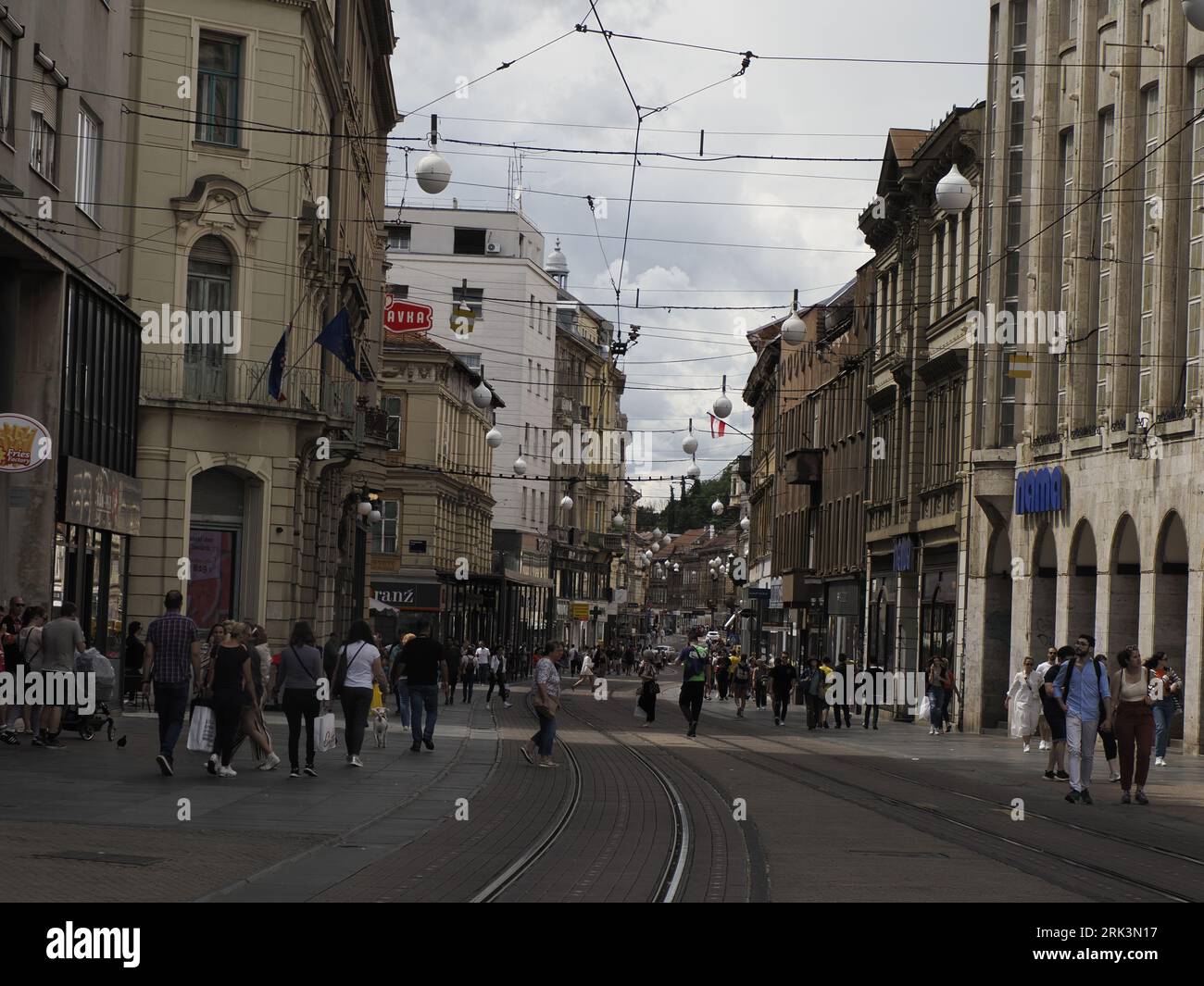 ZAGREB, CROATIA - AUGUST 9 2023 - tourist eating at the restaurant main ...