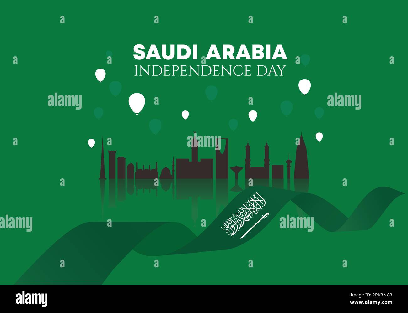 Saudi arabia independence day background with arab flag green color for ...