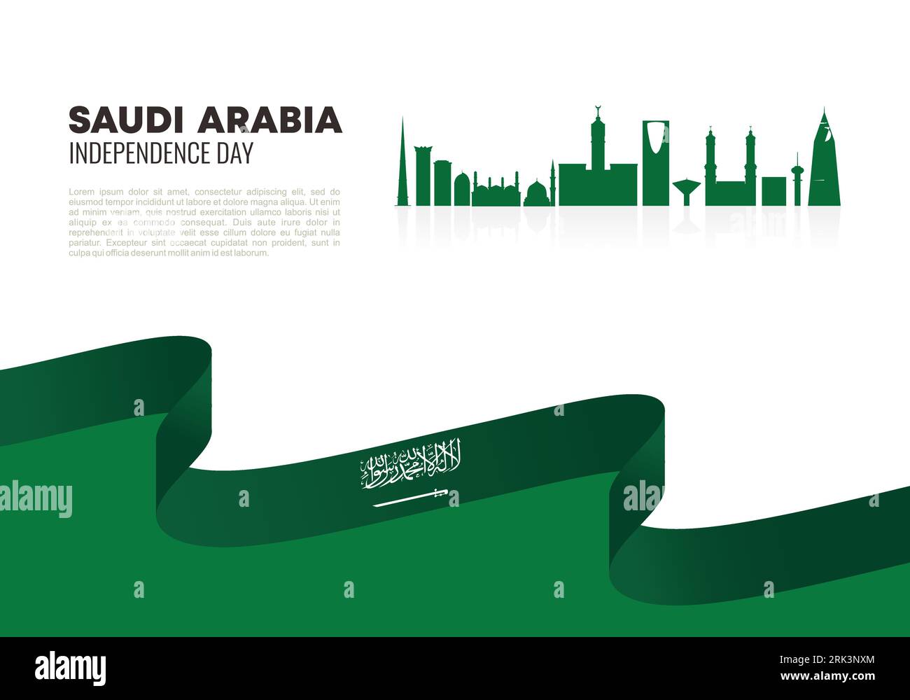 Saudi arabia independence day background with arab flag green color for ...
