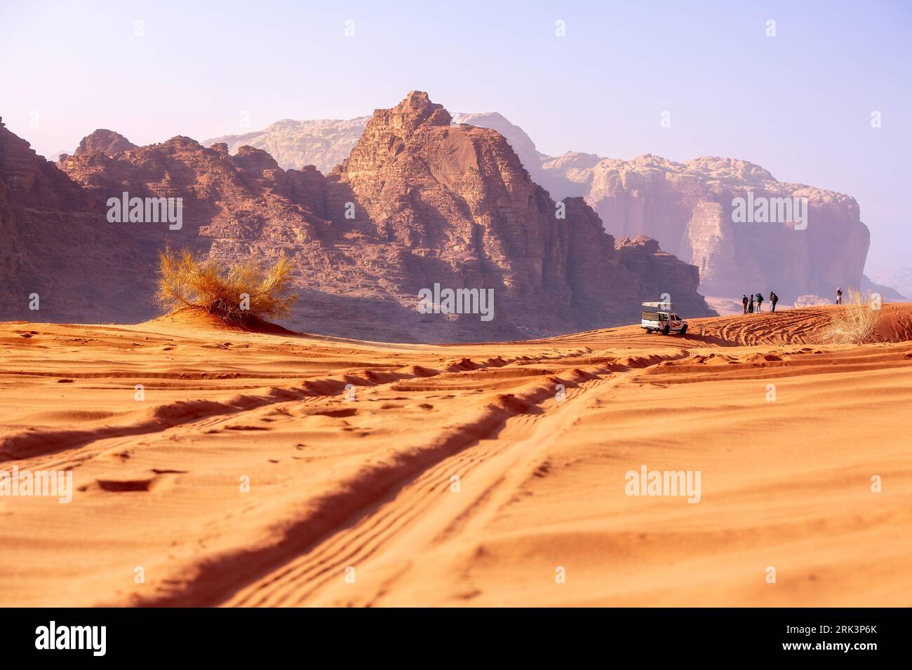 Jordan, Wadi Rum - November 2, 2022: Jeep safari in desert. Tourists ...