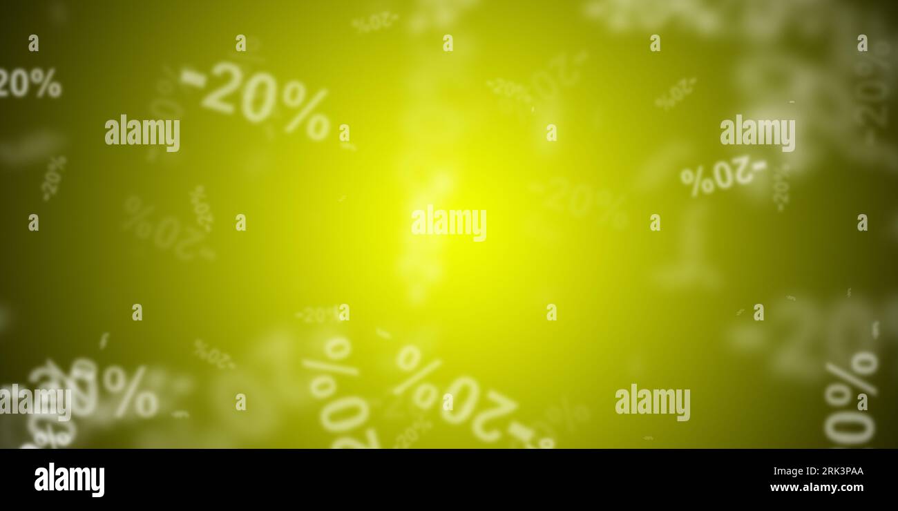 Flying -20% discount symbols over lemon yellow background Stock Photo ...