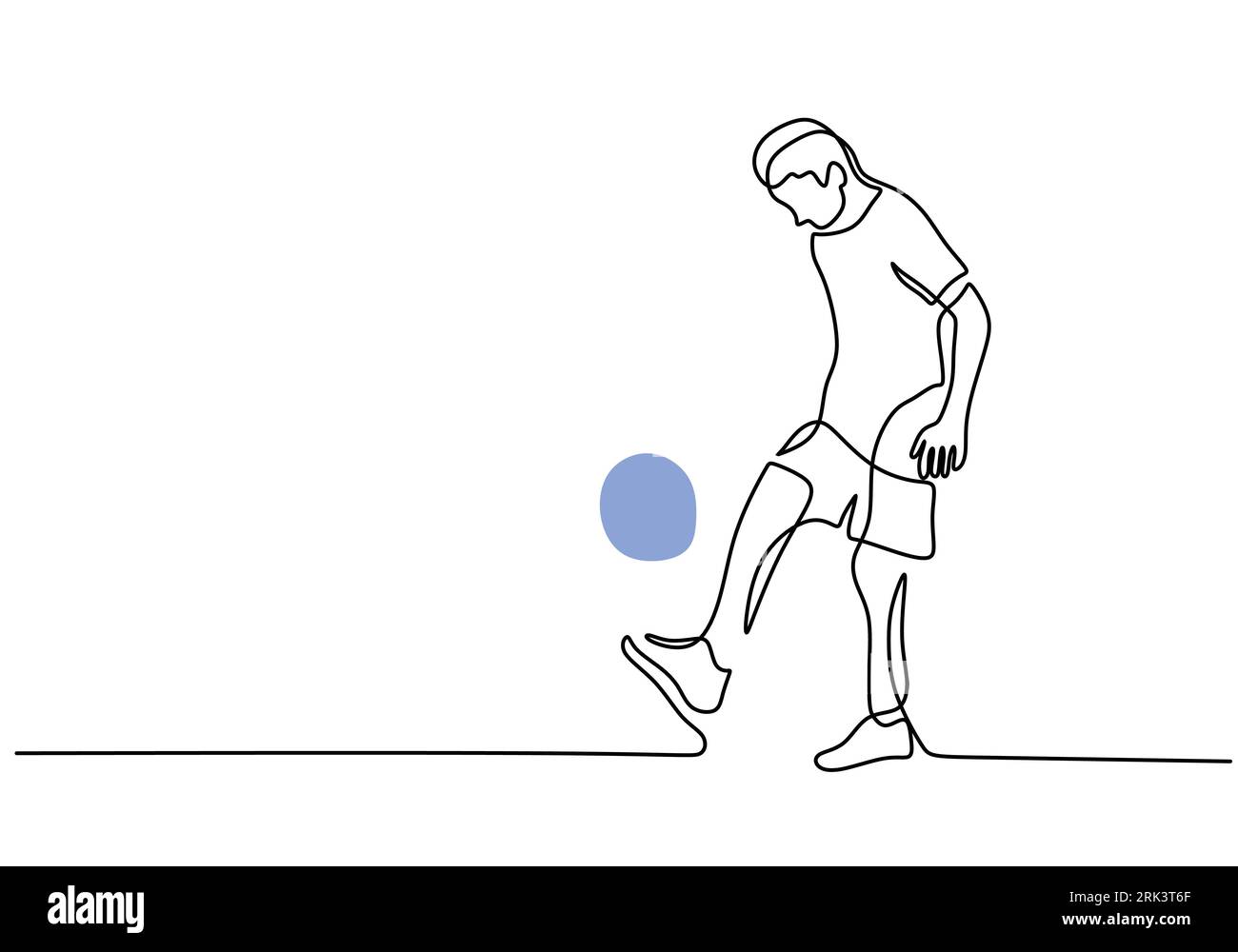 One continuous single line of football player juggling isolated on ...