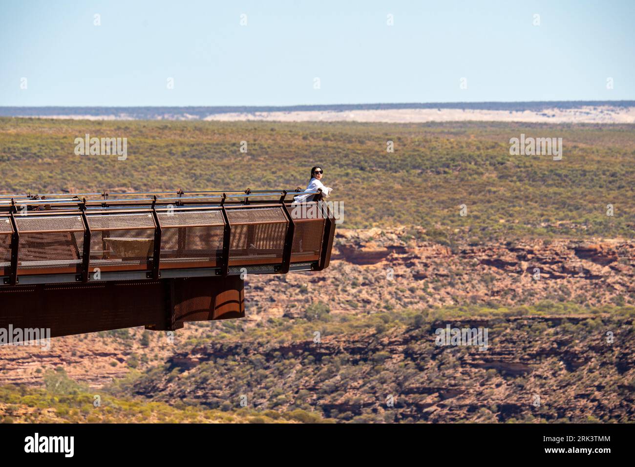 Tourist on the Kalbarri Skywalk in Kalbarri National Park Stock Photo ...