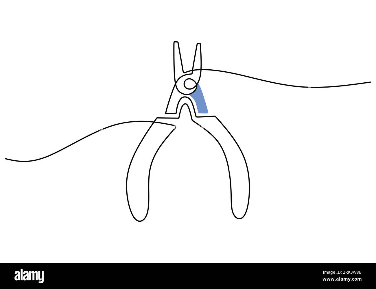 One continuous single line of pliers for labor day isolated on white ...