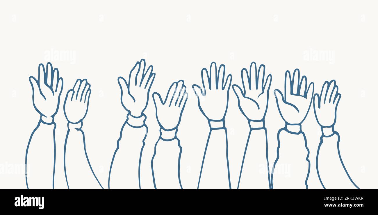 hand drawn eight hands five clapping ovation illustration sketch ...