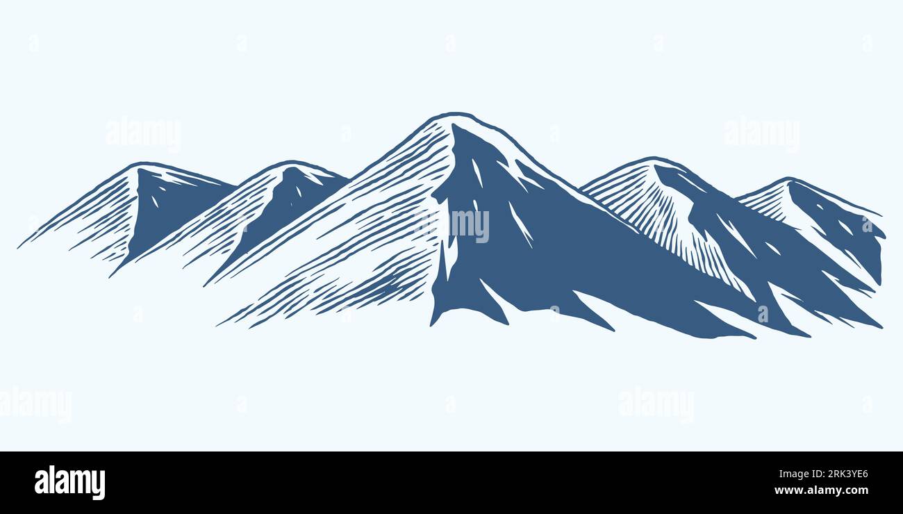 Five Hand drawing line up of mountain hill plateau sketch illustration ... Five Hand drawing line up of mountain hill plateau sketch illustration ...