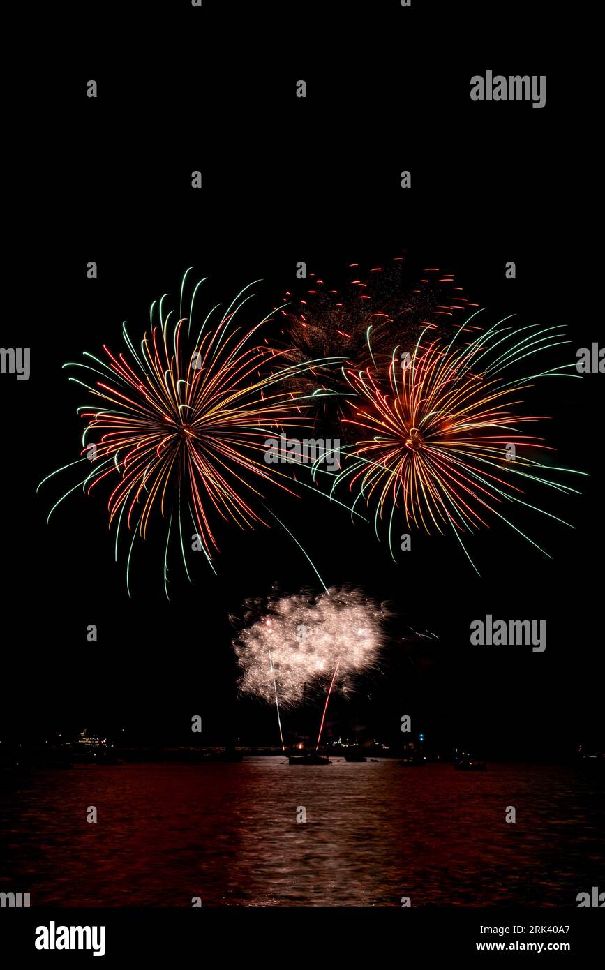 Fireworks over the harbour water as part of the 2023 British Firework ...