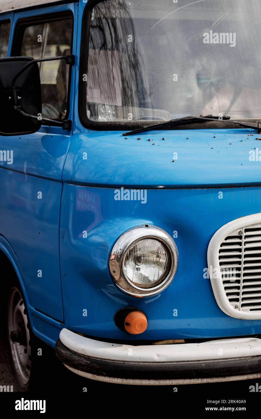 vintage car. retro van. old-fashioned minivan Stock Photo - Alamy