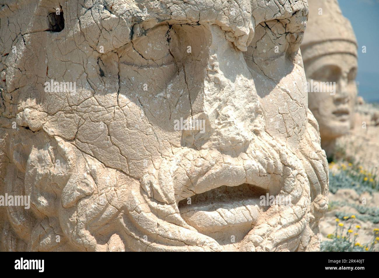 Giant God heads on Mount Nemrut. Anatolia, Turkey. Ancient colossal ...