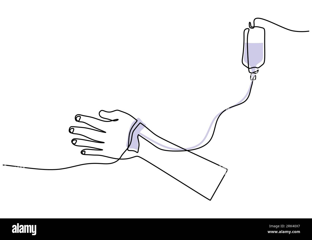 One continuous single line of hand blood donor isolated on white ...