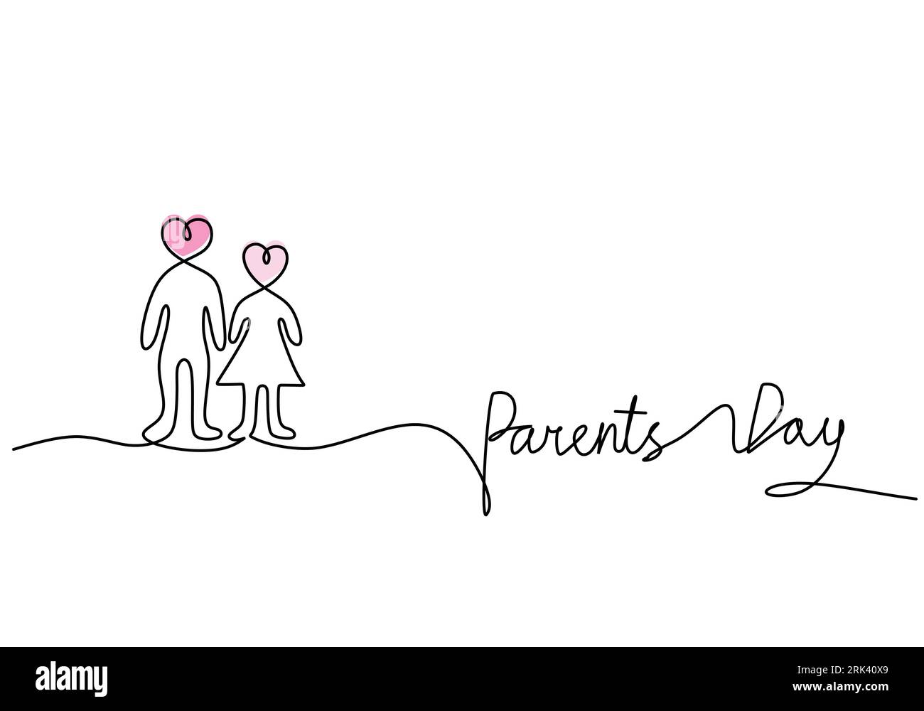 One continuous single line of happy parent global day isolated on white ...