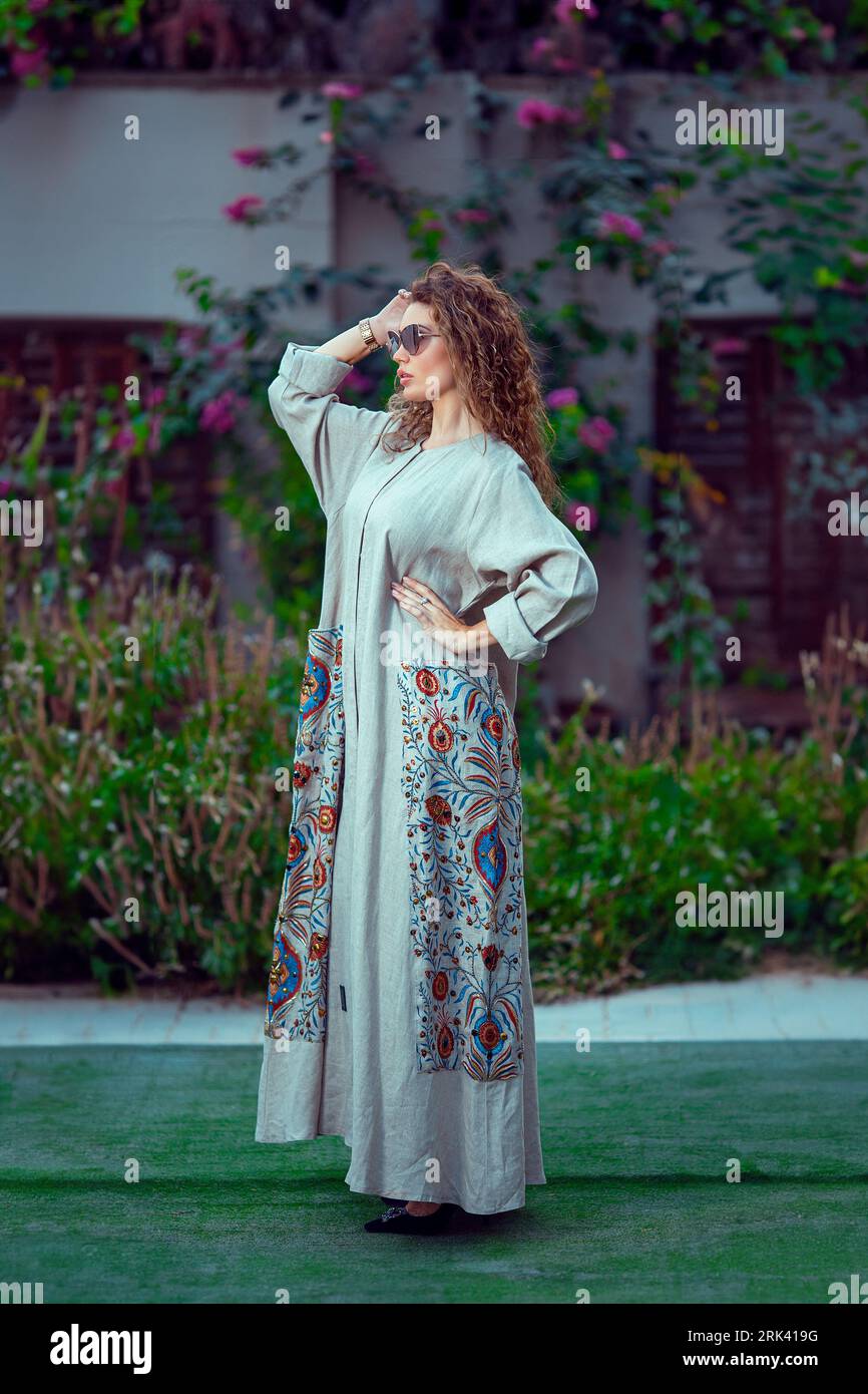 Arab women in traditional Designer Abaya Dress. Fashion Concept Stock ...