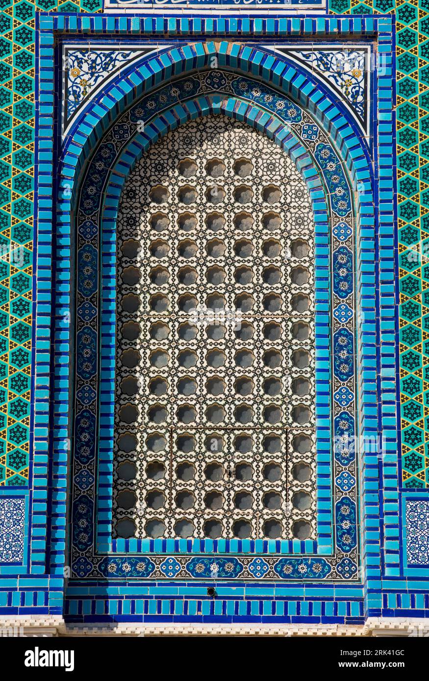 Arabic mosaic tile details on al-Aqsa mosque, Dome of the Rock. Temple ...