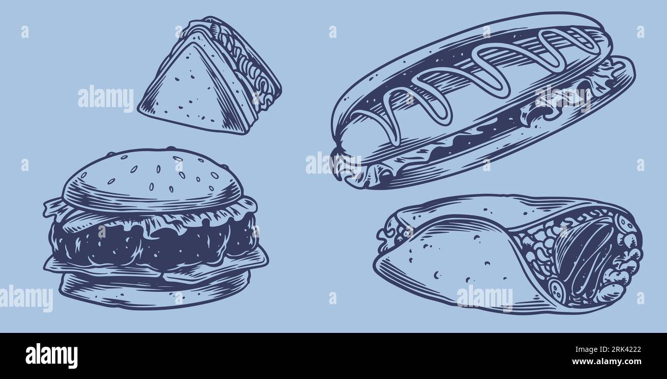 Hot dogs and burgers Stock Vector Images - Alamy