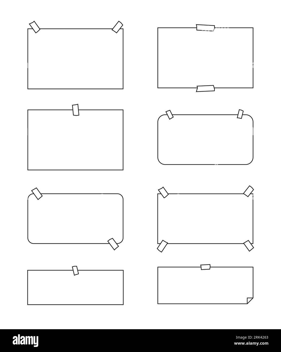 set of sticky note and paper sheets in outline background Stock Vector ...