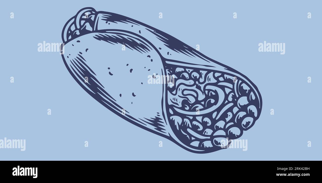 Hand drawing fast food set of big kebab.Junk food restaurant fast food ...