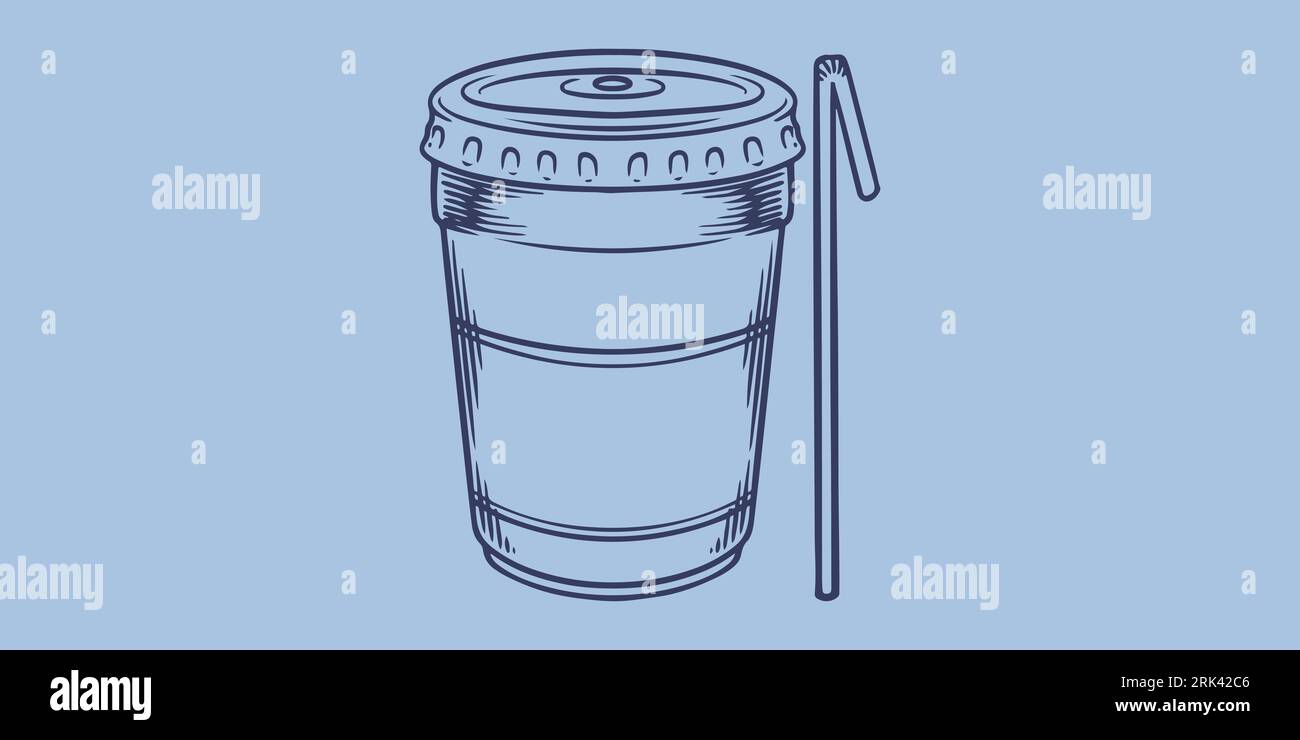 Hand drawing fast food set of big soft drink. Junk food restaurant fast ...