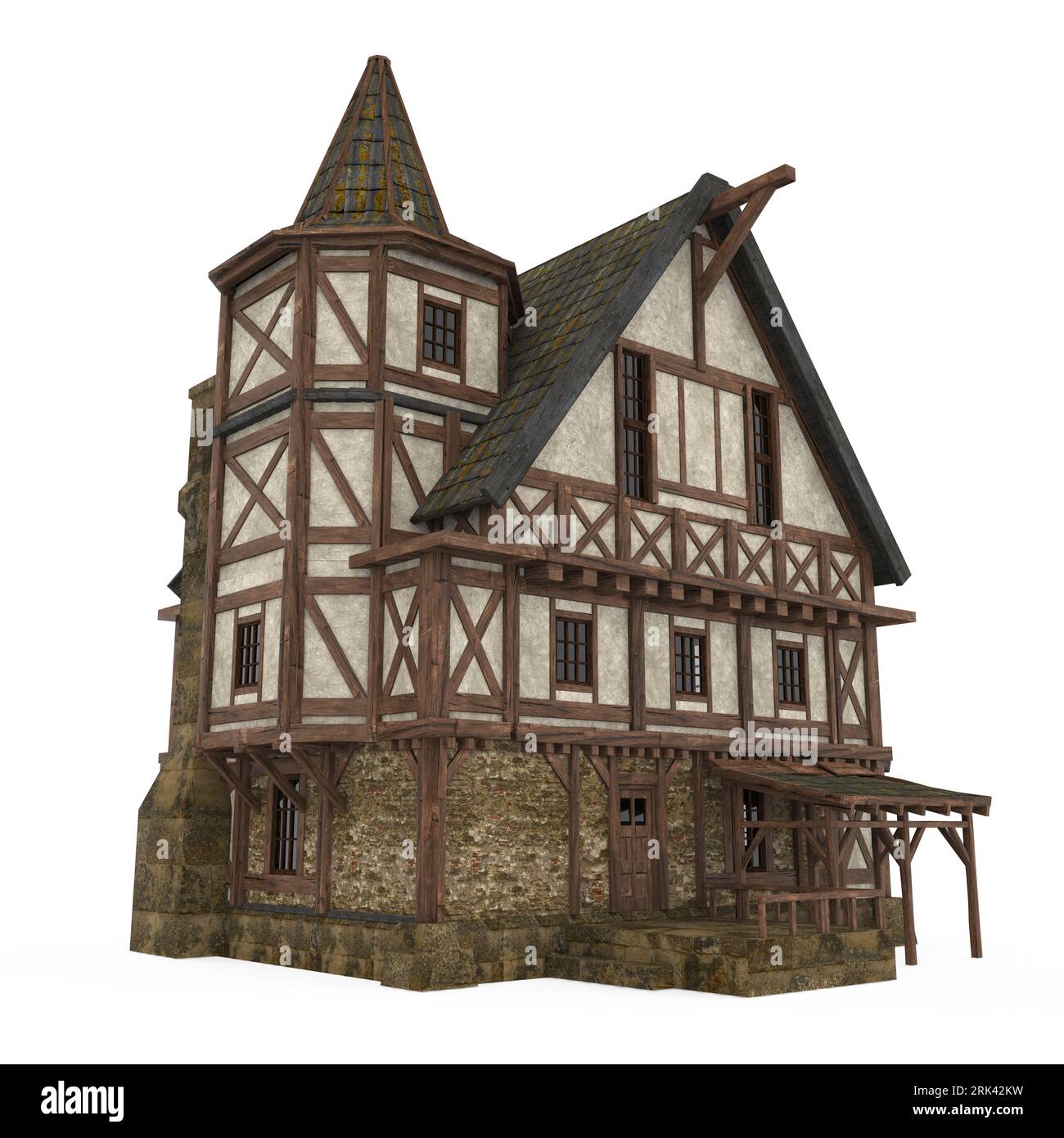 Isolated ancient medieval village Cut Out Stock Images & Pictures - Alamy