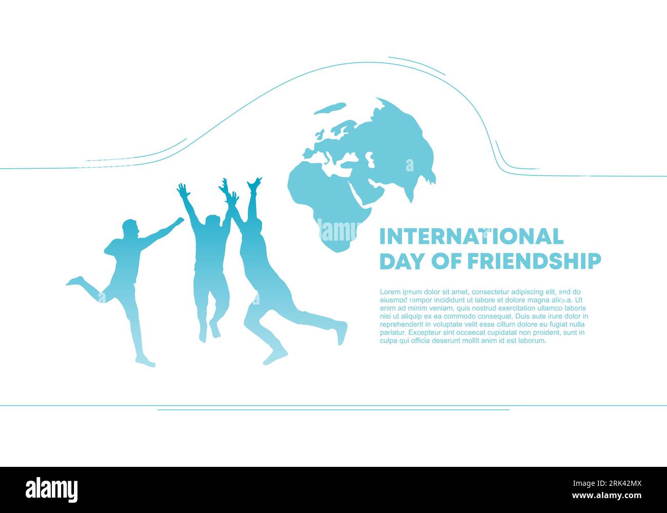 International friendship day background banner poster with three happy ...