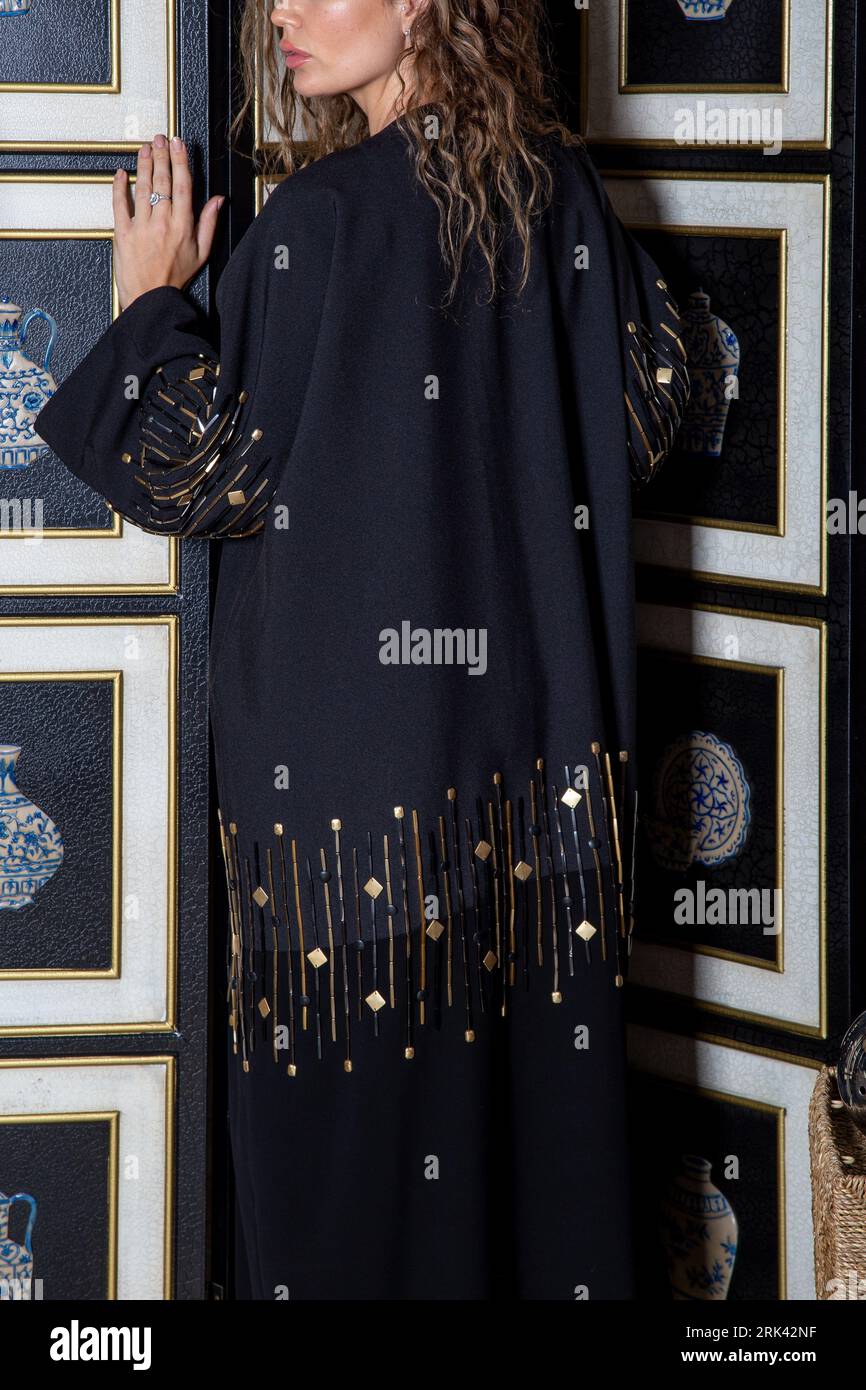 Arab women in traditional Designer Abaya Dress. Fashion Concept Stock ...
