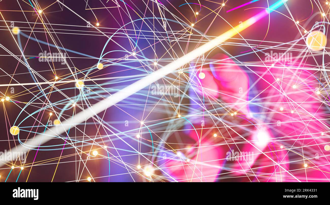 Complex network of interconnected lines hi-res stock photography and ...