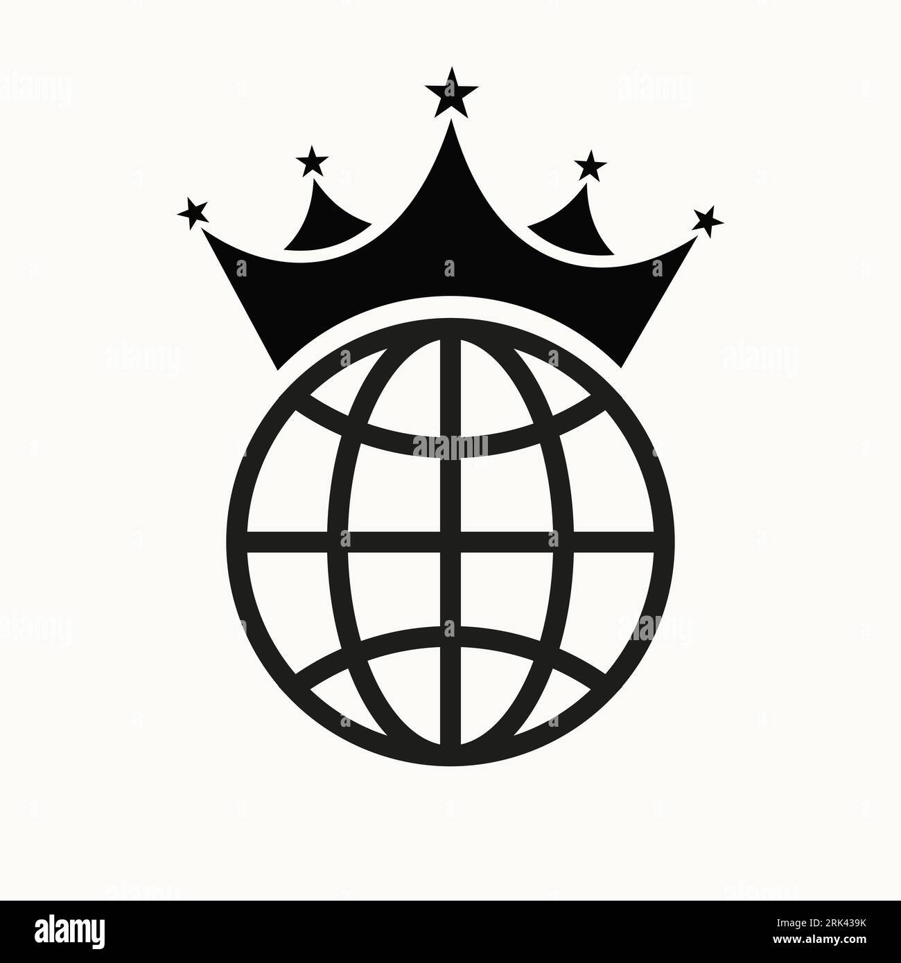 Global Logo Design Concept With Crown Icon. World Symbol Template Stock ...