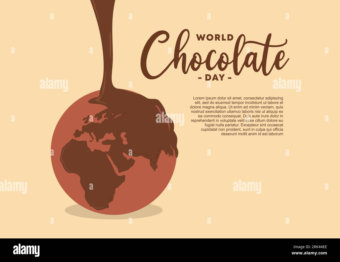 Hand drawn background of happy world chocolate day with earth and hand ...