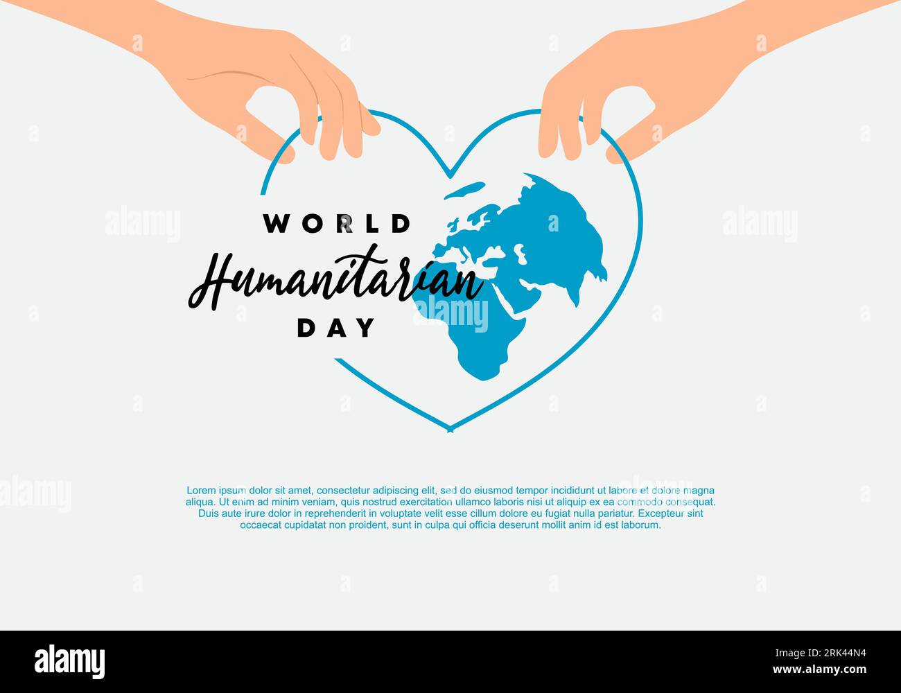 World humanitarian day background with hand hold blue world map in love ...