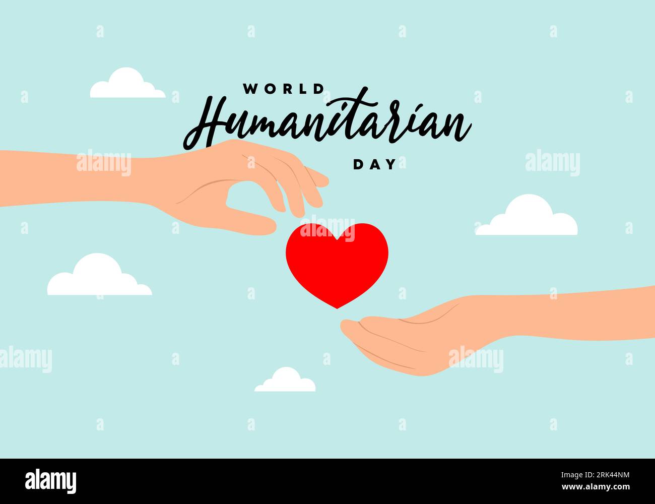 World humanitarian day background with hand give love heart symbol ...
