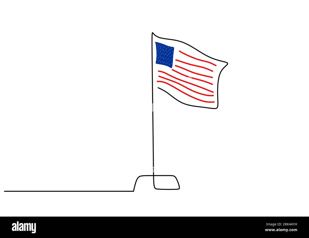 One continuous single line drawing of american independence day with ...
