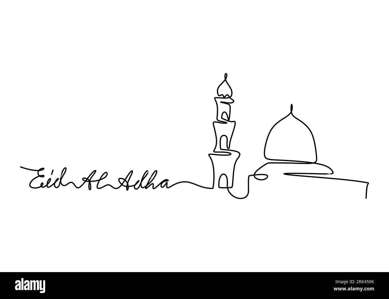 One continuous single line hand drawing of eid al adha background with ...